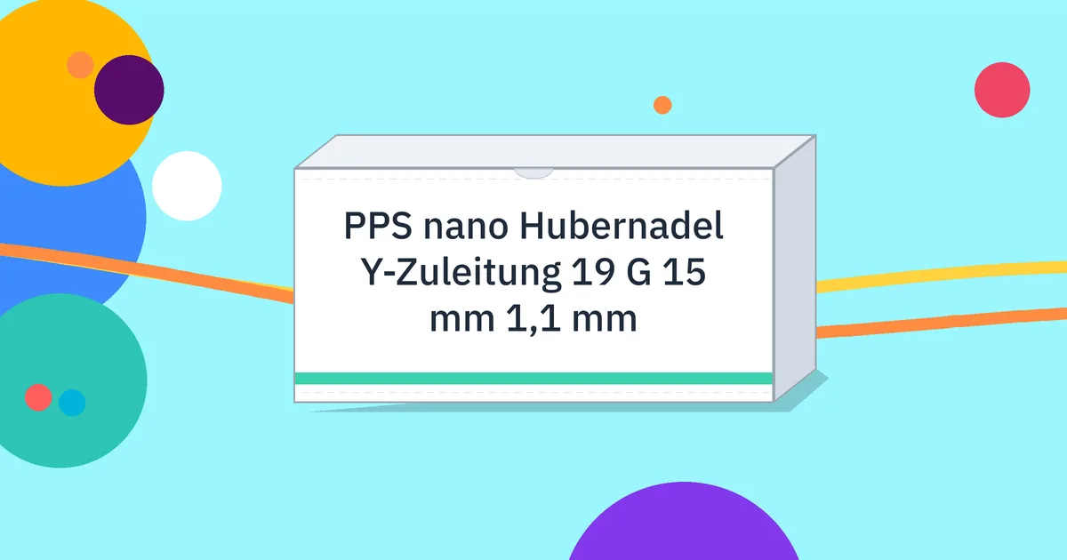 Symbolbild: Packung mit der Aufschrift PPS nano Hubernadel Y-Zuleitung 19 G 15 mm 1,1 mm (PZN 18195317) – Verfügbarkeit und Bezug in Apotheken in Frankfurt am Main