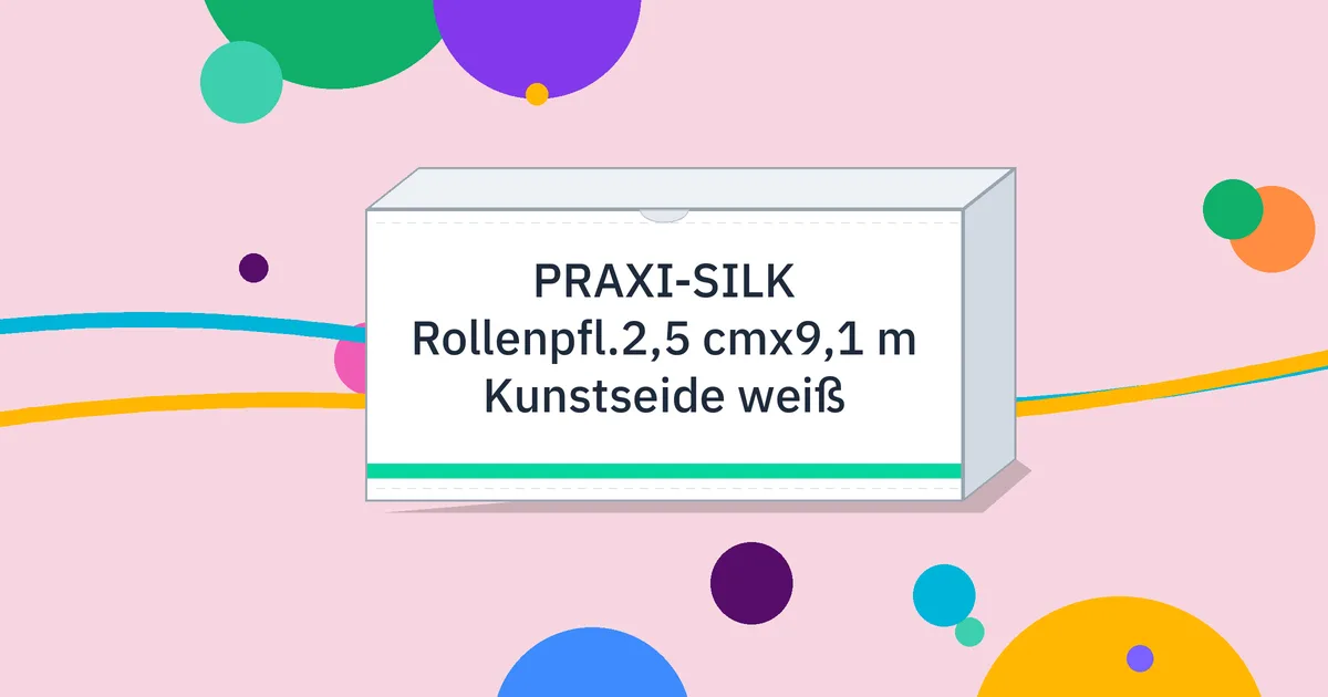 Symbolbild: Packung mit der Aufschrift PRAXI-SILK Rollenpfl.2,5 cmx9,1 m Kunstseide weiß (PZN 12827650) – Verfügbarkeit und Bezug in Apotheken in Frankfurt am Main