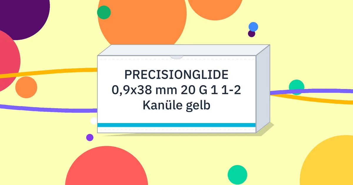 Symbolbild: Packung mit der Aufschrift PRECISIONGLIDE 0,9x38 mm 20 G 1 1-2 Kanüle gelb (PZN 09769222) – Verfügbarkeit und Bezug in Apotheken in Frankfurt am Main