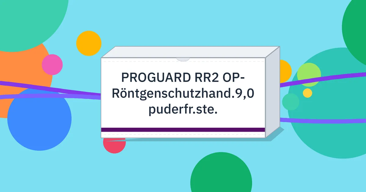 Symbolbild: Packung mit der Aufschrift PROGUARD RR2 OP-Röntgenschutzhand.9,0 puderfr.ste. (PZN 11607679) – Verfügbarkeit und Bezug in Apotheken in Frankfurt am Main