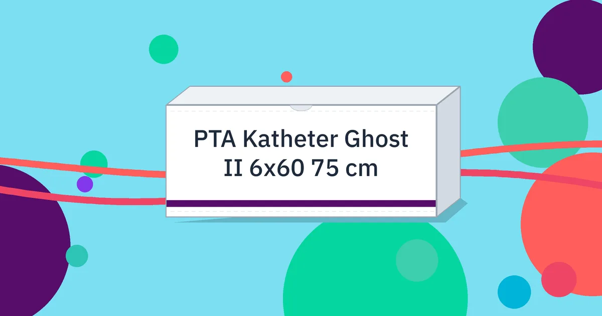 Symbolbild: Packung mit der Aufschrift PTA Katheter Ghost II 6x60 75 cm (PZN 00123961) – Verfügbarkeit und Bezug in Apotheken in Frankfurt am Main