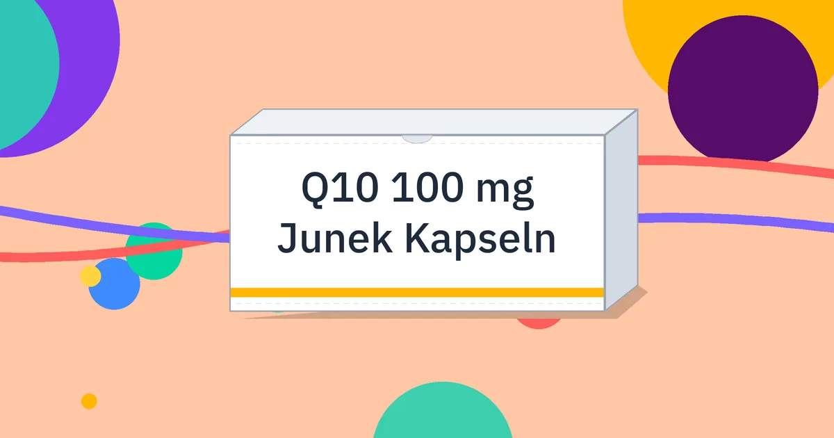 Symbolbild: Packung mit der Aufschrift Q10 100 mg Junek Kapseln (PZN 09720492) – Verfügbarkeit und Bezug in Apotheken in Frankfurt am Main