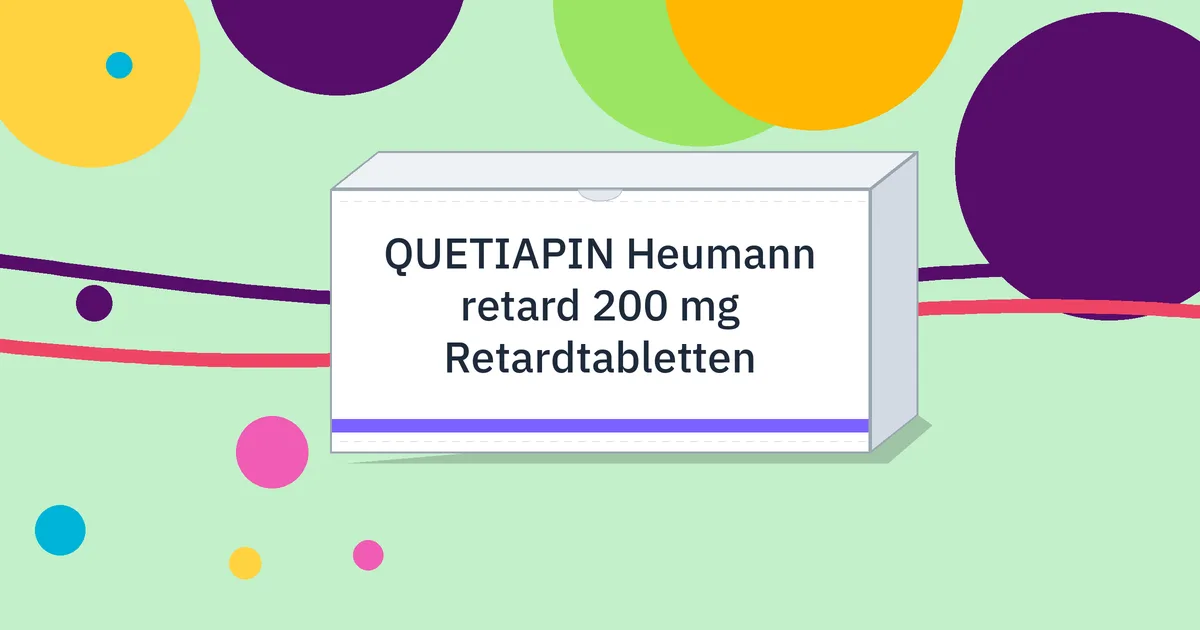 Symbolbild: Packung mit der Aufschrift QUETIAPIN Heumann retard 200 mg Retardtabletten (PZN 09237809) – Verfügbarkeit und Bezug in Apotheken in Frankfurt am Main