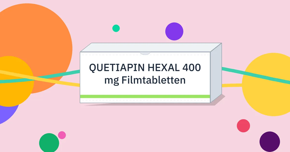 Symbolbild: Packung mit der Aufschrift QUETIAPIN HEXAL 400 mg Filmtabletten (PZN 09339326) – Verfügbarkeit und Bezug in Apotheken in Frankfurt am Main