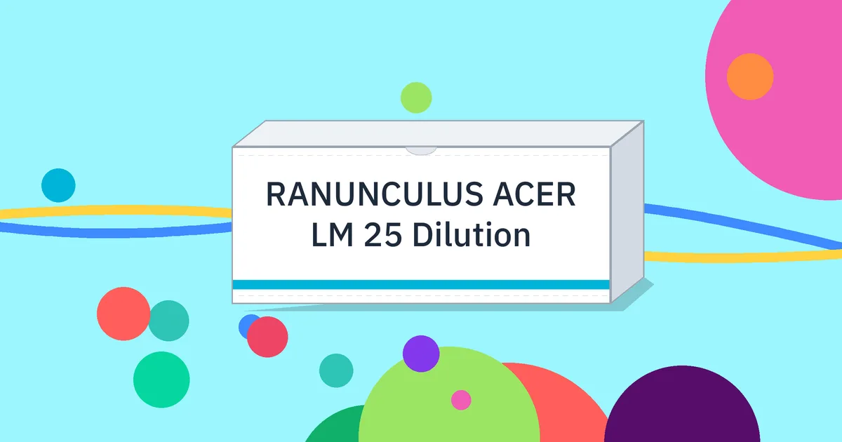 Symbolbild: Packung mit der Aufschrift RANUNCULUS ACER LM 25 Dilution (PZN 13675656) – Verfügbarkeit und Bezug in Apotheken in Frankfurt am Main