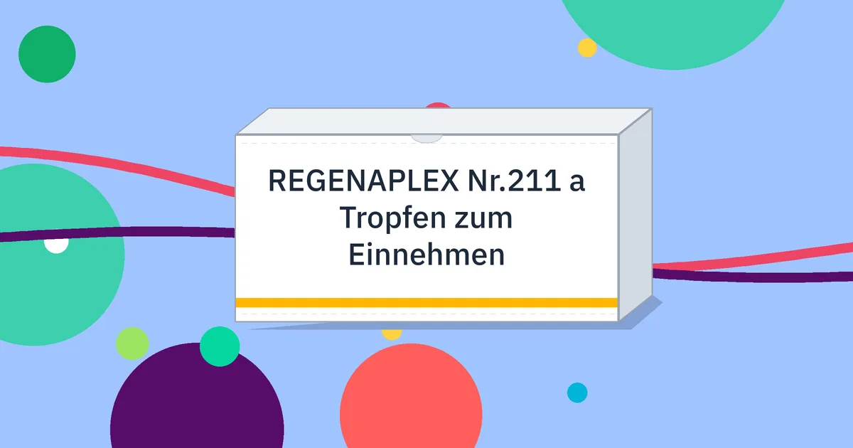 Symbolbild: Packung mit der Aufschrift REGENAPLEX Nr.211 a Tropfen zum Einnehmen (PZN 02643819) – Verfügbarkeit und Bezug in Apotheken in Frankfurt am Main
