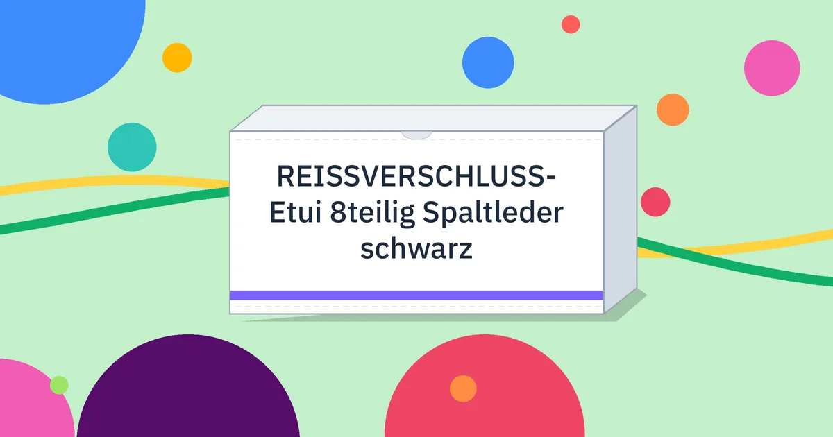 Symbolbild: Packung mit der Aufschrift REISSVERSCHLUSS-Etui 8teilig Spaltleder schwarz (PZN 17288991) – Verfügbarkeit und Bezug in Apotheken in Frankfurt am Main