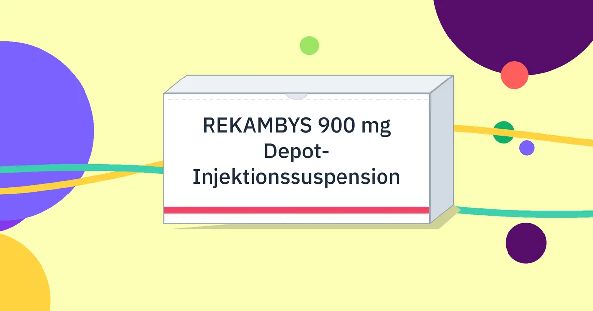 Symbolbild: Packung mit der Aufschrift REKAMBYS 900 mg Depot-Injektionssuspension (PZN 19297592) – Verfügbarkeit und Bezug in Apotheken in Frankfurt am Main