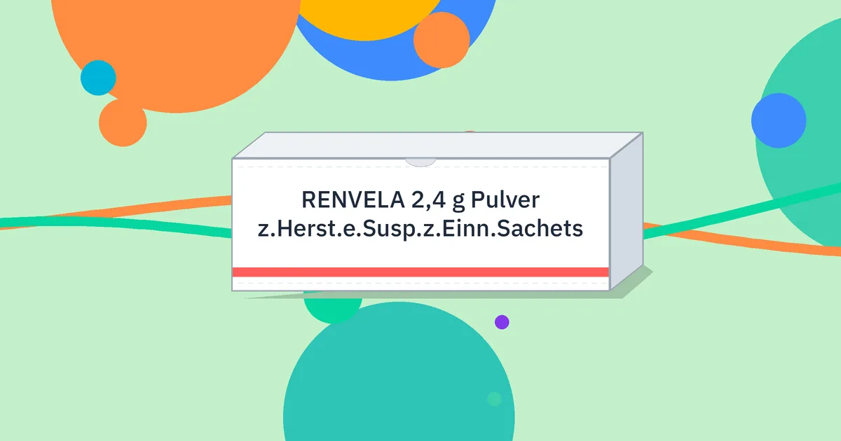 Symbolbild: Packung mit der Aufschrift RENVELA 2,4 g Pulver z.Herst.e.Susp.z.Einn.Sachets (PZN 06912802) – Verfügbarkeit und Bezug in Apotheken in Frankfurt am Main
