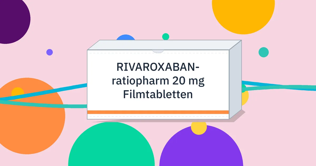 Symbolbild: Packung mit der Aufschrift RIVAROXABAN-ratiopharm 20 mg Filmtabletten (PZN 18826835) – Verfügbarkeit und Bezug in Apotheken in Frankfurt am Main
