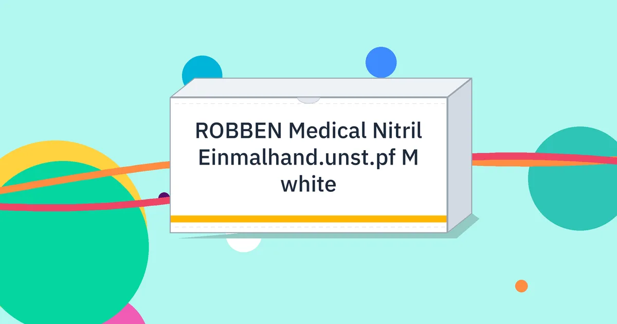 Symbolbild: Packung mit der Aufschrift ROBBEN Medical Nitril Einmalhand.unst.pf M white (PZN 20199363) – Verfügbarkeit und Bezug in Apotheken in Frankfurt am Main