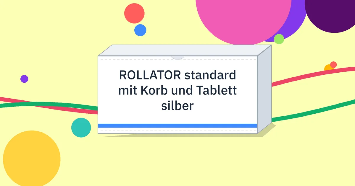 Symbolbild: Packung mit der Aufschrift ROLLATOR standard mit Korb und Tablett silber (PZN 01270718) – Verfügbarkeit und Bezug in Apotheken in Frankfurt am Main