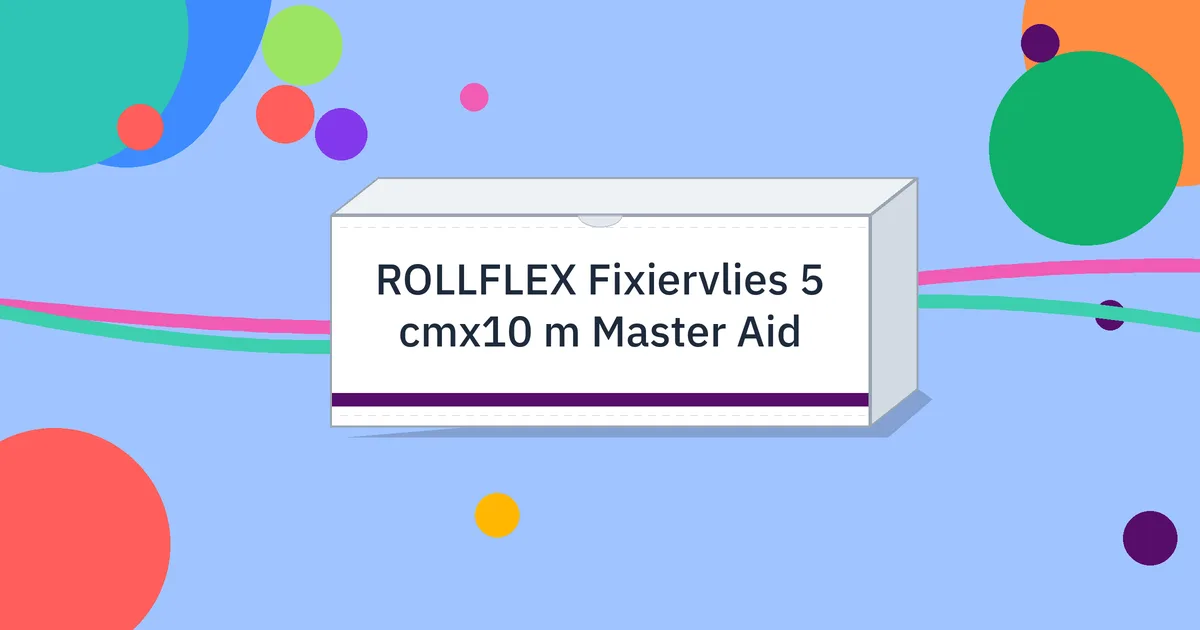 Symbolbild: Packung mit der Aufschrift ROLLFLEX Fixiervlies 5 cmx10 m Master Aid (PZN 04262576) – Verfügbarkeit und Bezug in Apotheken in Frankfurt am Main