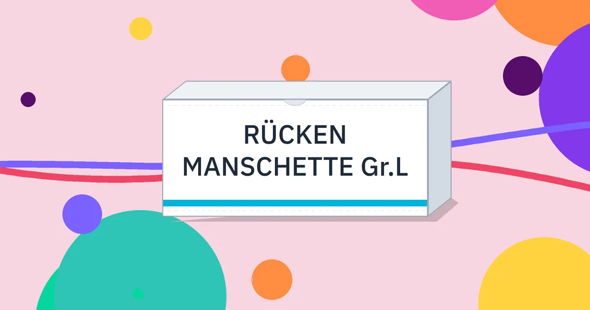 Symbolbild: Packung mit der Aufschrift RÜCKEN MANSCHETTE Gr.L (PZN 05548346) – Verfügbarkeit und Bezug in Apotheken in Frankfurt am Main