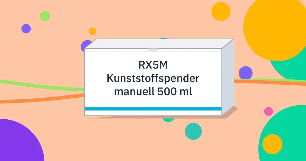 Symbolbild: Packung mit der Aufschrift RX5M Kunststoffspender manuell 500 ml (PZN 15870936) – Verfügbarkeit und Bezug in Apotheken in Frankfurt am Main
