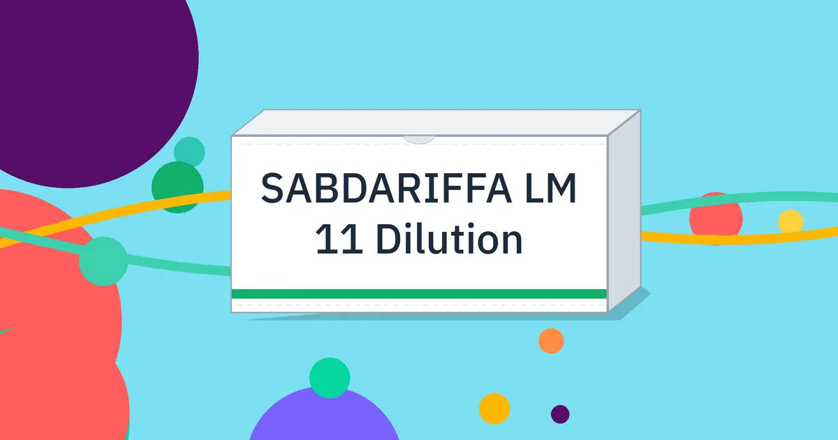 Symbolbild: Packung mit der Aufschrift SABDARIFFA LM 11 Dilution (PZN 13175416) – Verfügbarkeit und Bezug in Apotheken in Frankfurt am Main