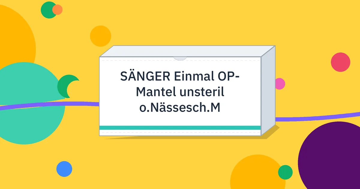 Symbolbild: Packung mit der Aufschrift SÄNGER Einmal OP-Mantel unsteril o.Nässesch.M (PZN 01306824) – Verfügbarkeit und Bezug in Apotheken in Frankfurt am Main