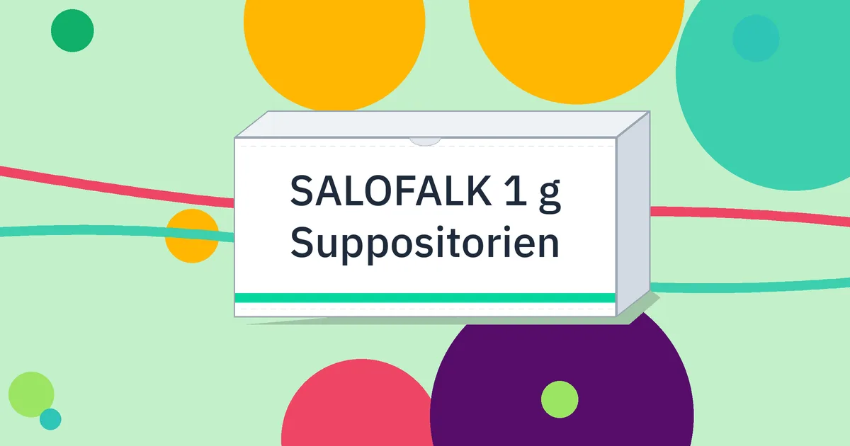Symbolbild: Packung mit der Aufschrift SALOFALK 1 g Suppositorien (PZN 09636231) – Verfügbarkeit und Bezug in Apotheken in Frankfurt am Main
