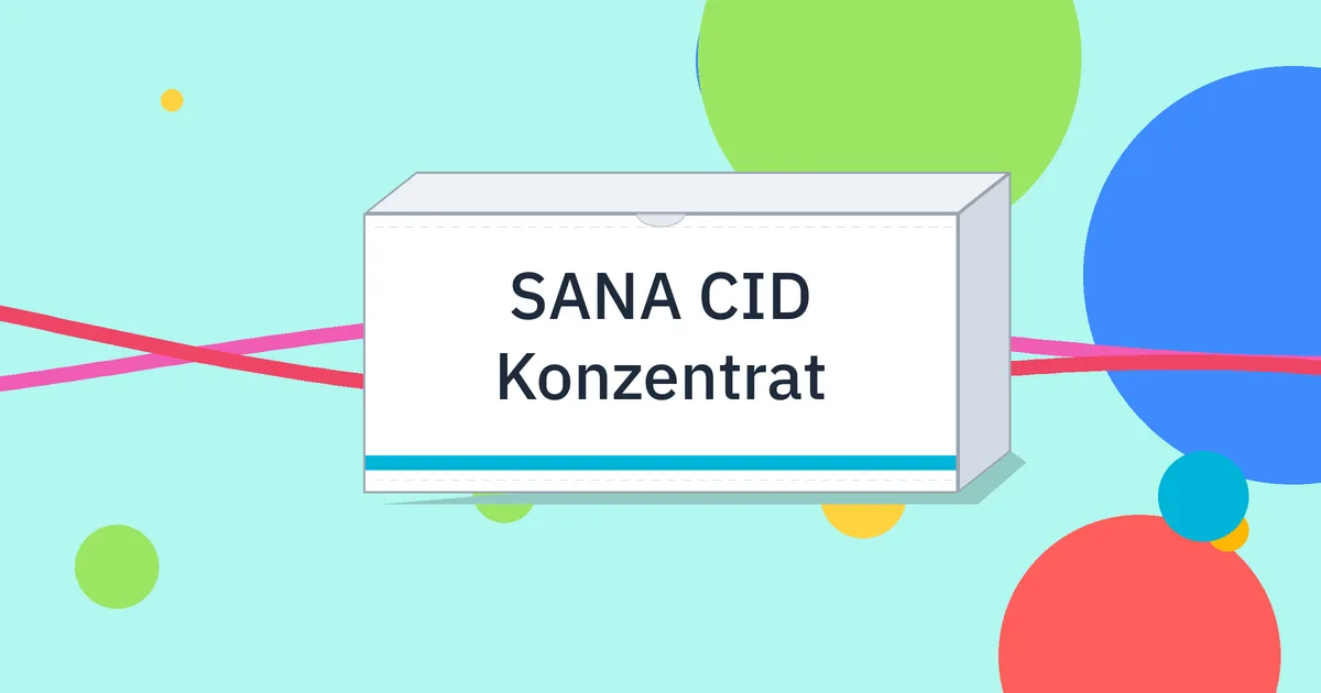 Symbolbild: Packung mit der Aufschrift SANA CID Konzentrat (PZN 12870485) – Verfügbarkeit und Bezug in Apotheken in Frankfurt am Main