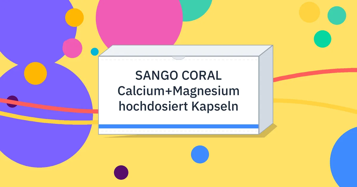 Symbolbild: Packung mit der Aufschrift SANGO CORAL Calcium+Magnesium hochdosiert Kapseln (PZN 20384416) – Verfügbarkeit und Bezug in Apotheken in Frankfurt am Main