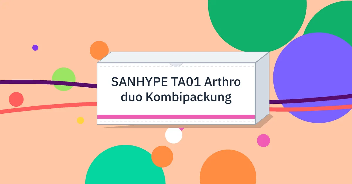 Symbolbild: Packung mit der Aufschrift SANHYPE TA01 Arthro duo Kombipackung (PZN 16087233) – Verfügbarkeit und Bezug in Apotheken in Frankfurt am Main