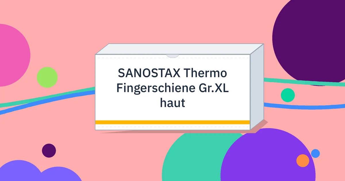 Symbolbild: Packung mit der Aufschrift SANOSTAX Thermo Fingerschiene Gr.XL haut (PZN 11131857) – Verfügbarkeit und Bezug in Apotheken in Frankfurt am Main