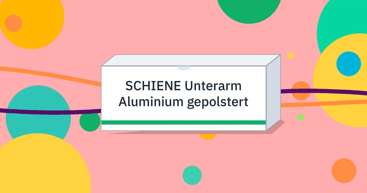 Symbolbild: Packung mit der Aufschrift SCHIENE Unterarm Aluminium gepolstert (PZN 01968548) – Verfügbarkeit und Bezug in Apotheken in Frankfurt am Main