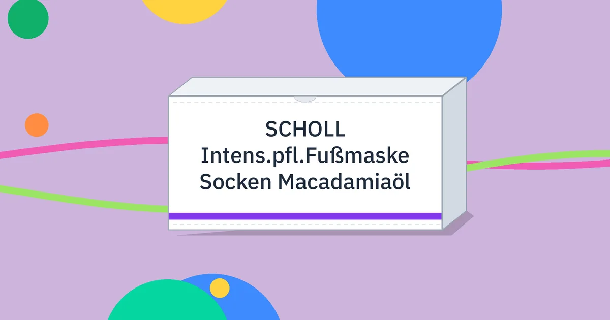 Symbolbild: Packung mit der Aufschrift SCHOLL Intens.pfl.Fußmaske Socken Macadamiaöl (PZN 18296573) – Verfügbarkeit und Bezug in Apotheken in Frankfurt am Main