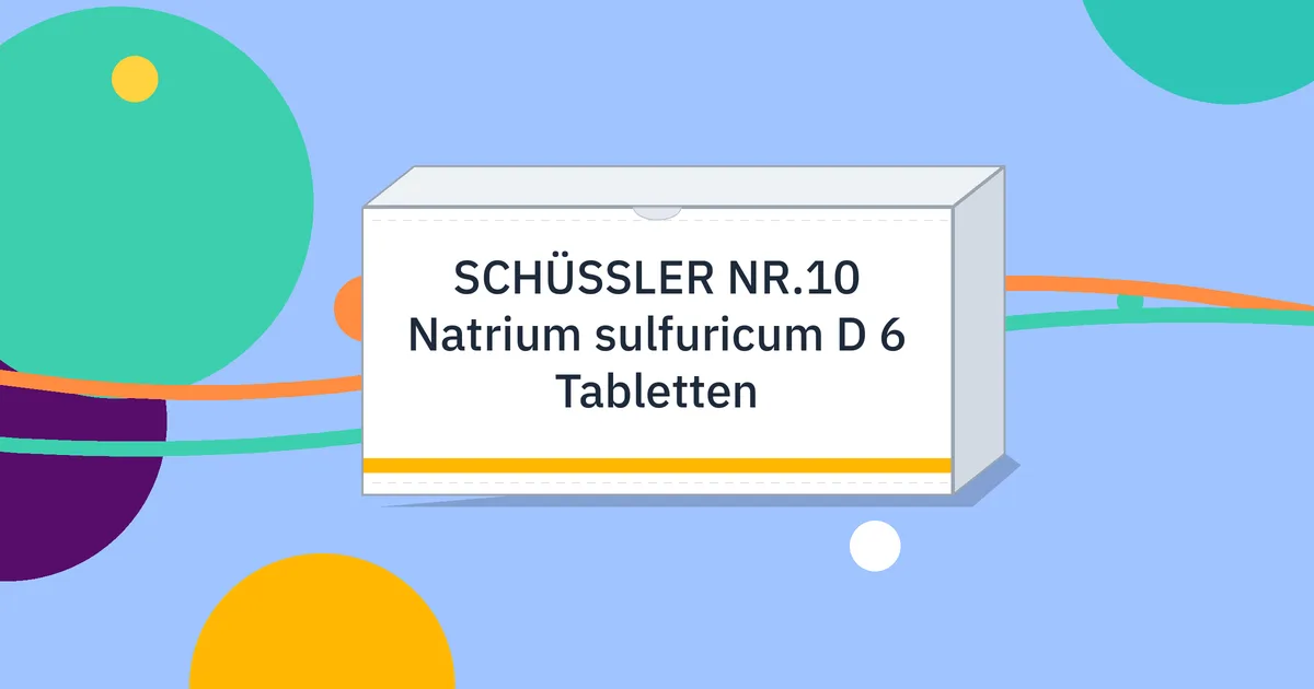Symbolbild: Packung mit der Aufschrift SCHÜSSLER NR.10 Natrium sulfuricum D 6 Tabletten (PZN 10990676) – Verfügbarkeit und Bezug in Apotheken in Frankfurt am Main