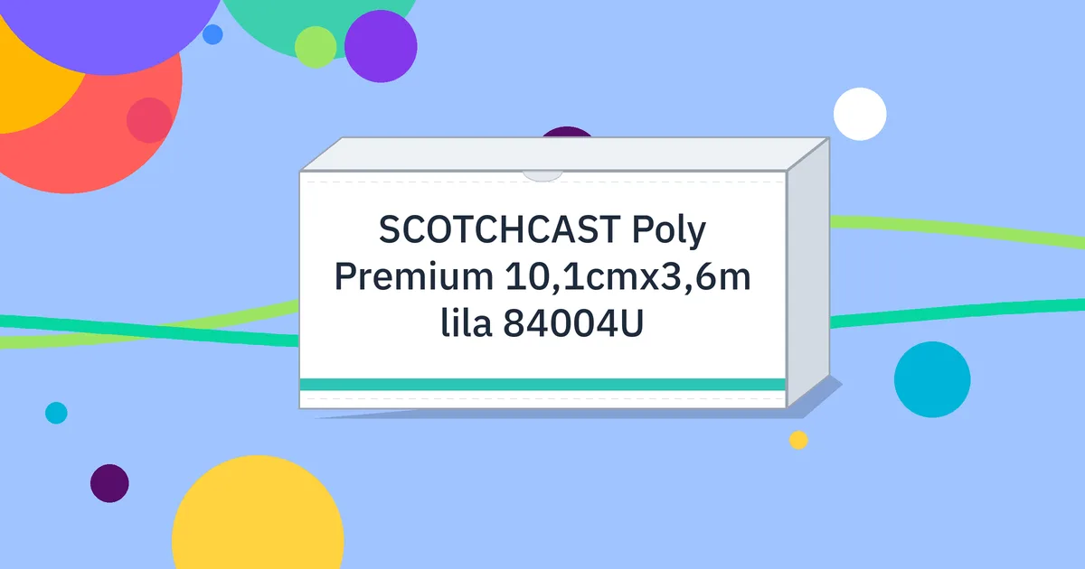 Symbolbild: Packung mit der Aufschrift SCOTCHCAST Poly Premium 10,1cmx3,6m lila 84004U (PZN 10082878) – Verfügbarkeit und Bezug in Apotheken in Frankfurt am Main