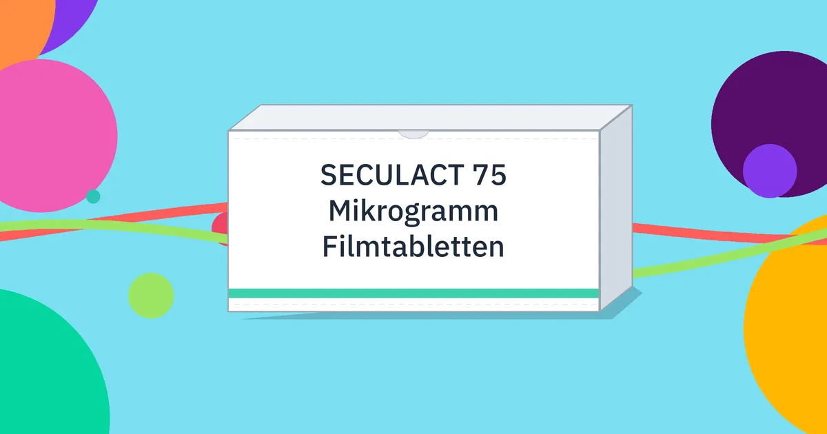 Symbolbild: Packung mit der Aufschrift SECULACT 75 Mikrogramm Filmtabletten (PZN 09751877) – Verfügbarkeit und Bezug in Apotheken in Frankfurt am Main
