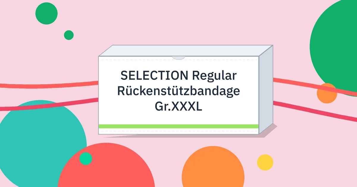 Symbolbild: Packung mit der Aufschrift SELECTION Regular Rückenstützbandage Gr.XXXL (PZN 19133554) – Verfügbarkeit und Bezug in Apotheken in Frankfurt am Main
