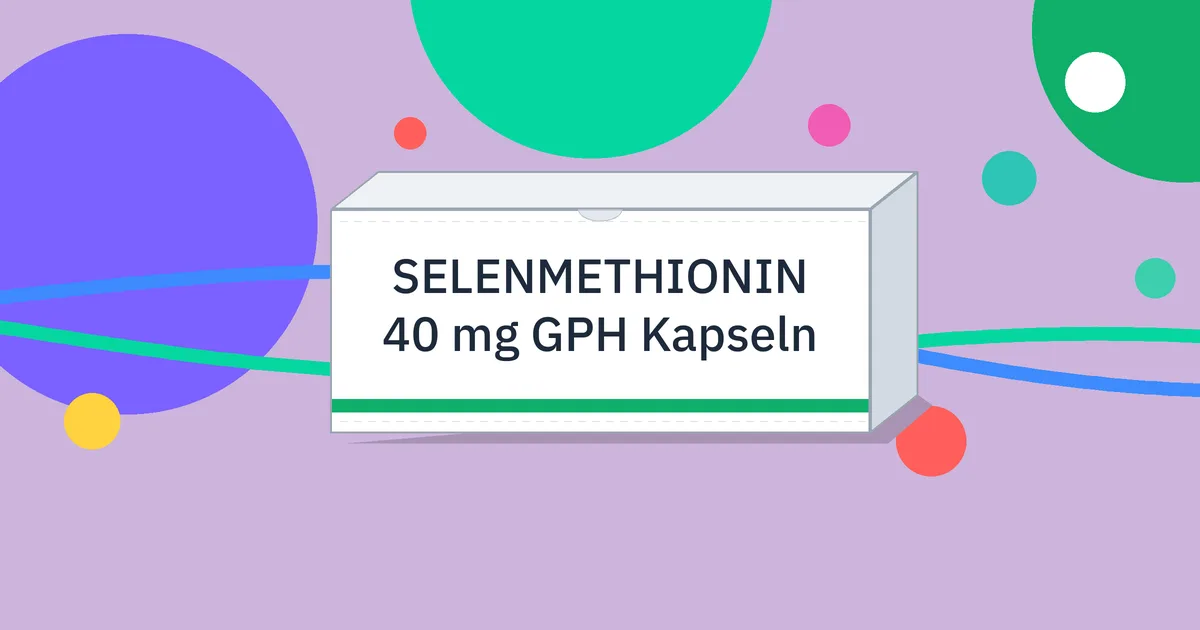 Symbolbild: Packung mit der Aufschrift SELENMETHIONIN 40 mg GPH Kapseln (PZN 20857122) – Verfügbarkeit und Bezug in Apotheken in Frankfurt am Main