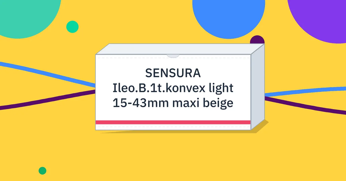Symbolbild: Packung mit der Aufschrift SENSURA Ileo.B.1t.konvex light 15-43mm maxi beige (PZN 00815216) – Verfügbarkeit und Bezug in Apotheken in Frankfurt am Main