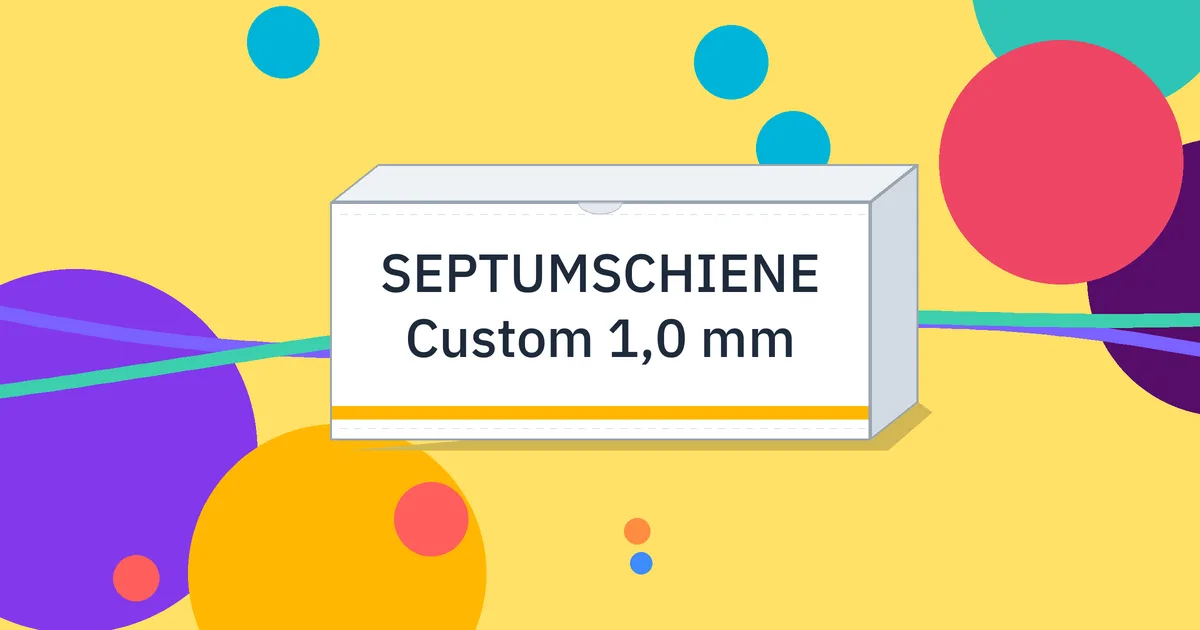 Symbolbild: Packung mit der Aufschrift SEPTUMSCHIENE Custom 1,0 mm (PZN 05524498) – Verfügbarkeit und Bezug in Apotheken in Frankfurt am Main