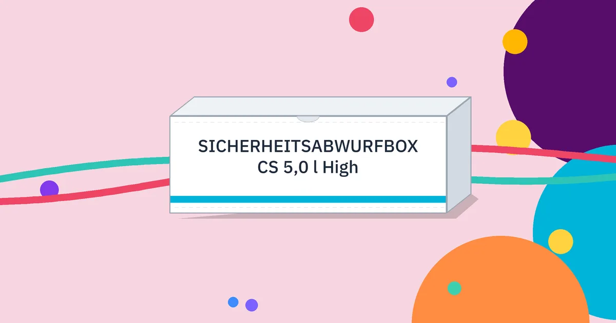 Symbolbild: Packung mit der Aufschrift SICHERHEITSABWURFBOX CS 5,0 l High (PZN 06403288) – Verfügbarkeit und Bezug in Apotheken in Frankfurt am Main