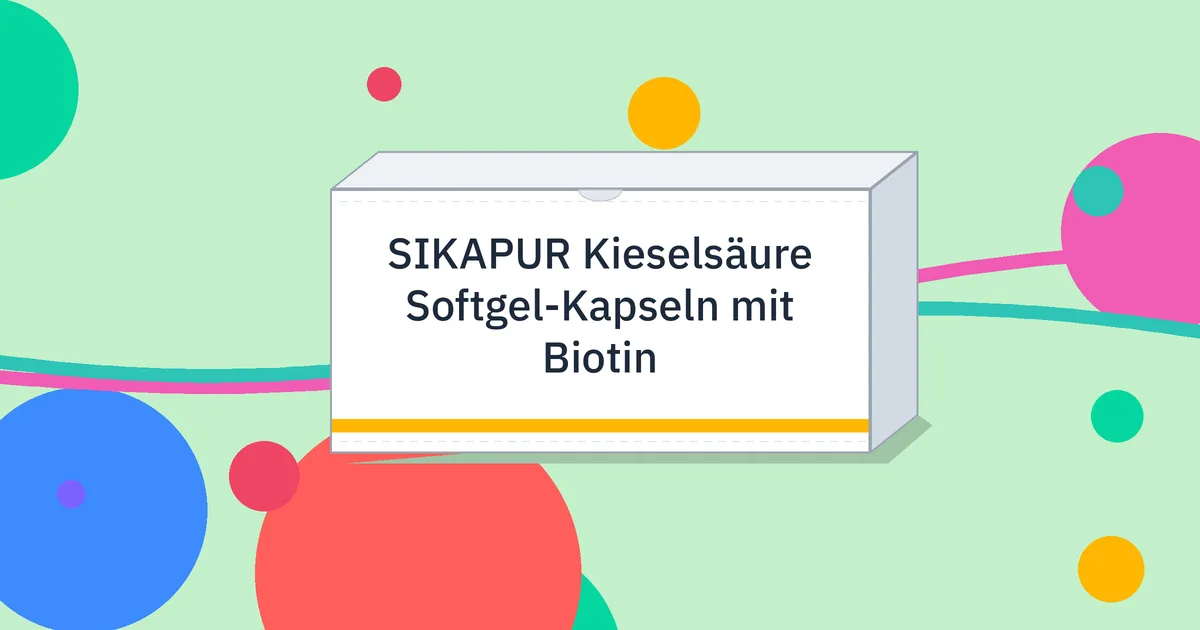 Symbolbild: Packung mit der Aufschrift SIKAPUR Kieselsäure Softgel-Kapseln mit Biotin (PZN 09923835) – Verfügbarkeit und Bezug in Apotheken in Frankfurt am Main