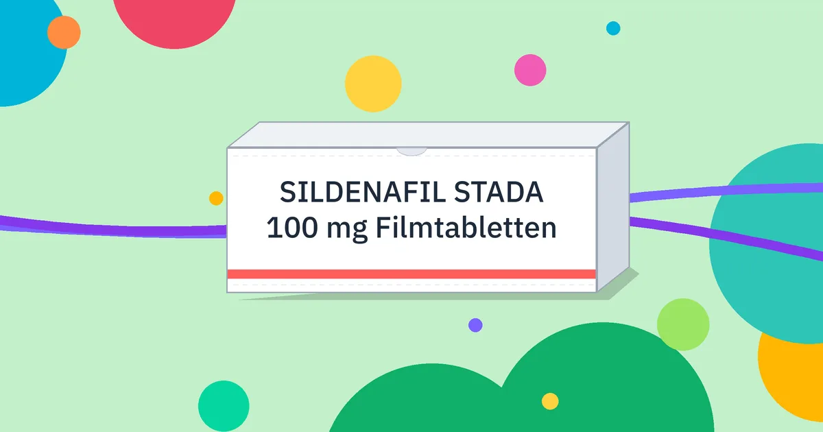 Symbolbild: Packung mit der Aufschrift SILDENAFIL STADA 100 mg Filmtabletten (PZN 01795987) – Verfügbarkeit und Bezug in Apotheken in Frankfurt am Main