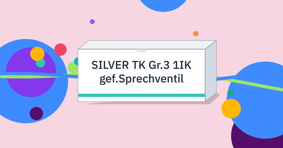 Symbolbild: Packung mit der Aufschrift SILVER TK Gr.3 1IK gef.Sprechventil (PZN 10210081) – Verfügbarkeit und Bezug in Apotheken in Frankfurt am Main