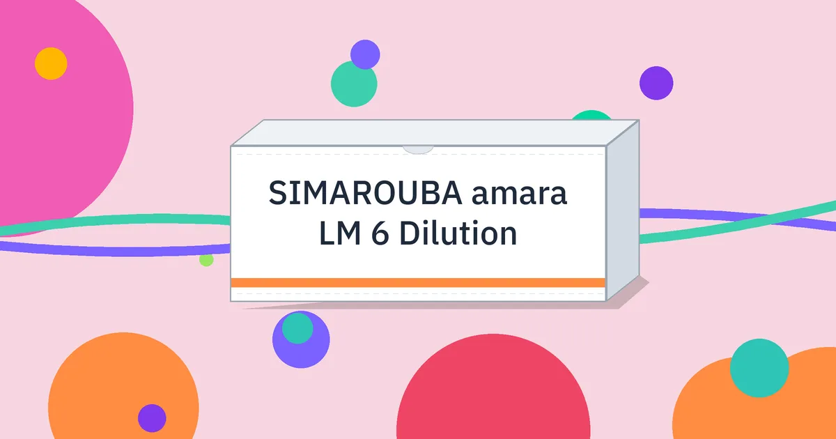 Symbolbild: Packung mit der Aufschrift SIMAROUBA amara LM 6 Dilution (PZN 13679832) – Verfügbarkeit und Bezug in Apotheken in Frankfurt am Main