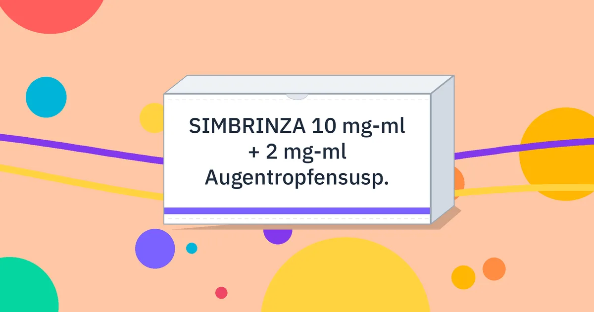 Symbolbild: Packung mit der Aufschrift SIMBRINZA 10 mg-ml + 2 mg-ml Augentropfensusp. (PZN 20371796) – Verfügbarkeit und Bezug in Apotheken in Frankfurt am Main