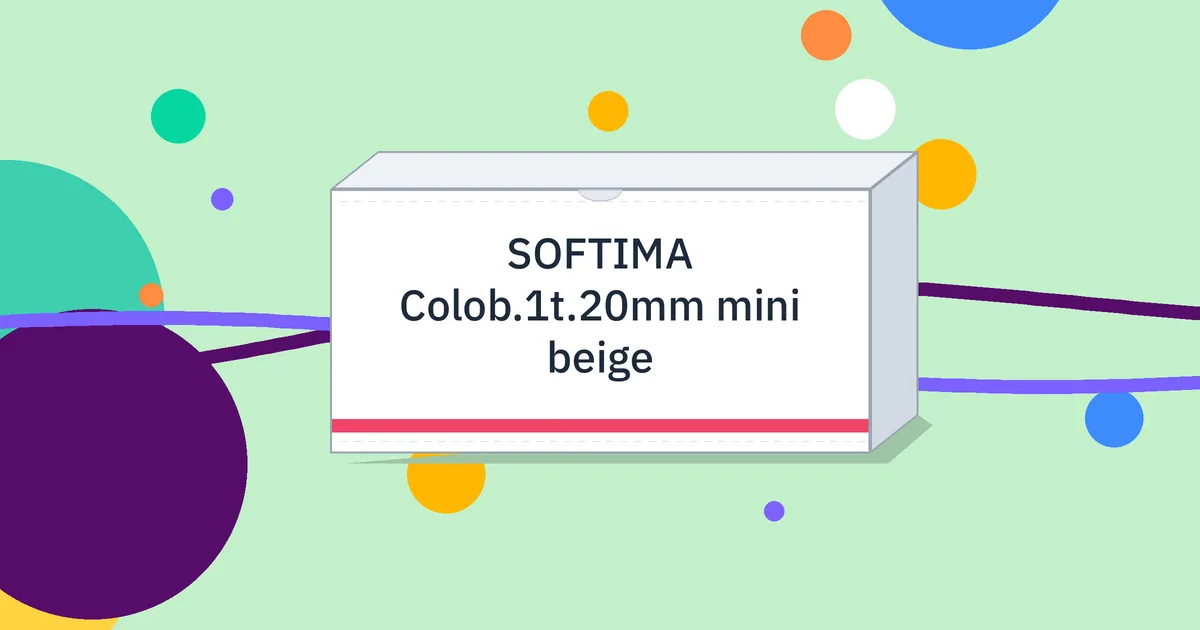 Symbolbild: Packung mit der Aufschrift SOFTIMA Colob.1t.20mm mini beige (PZN 00716968) – Verfügbarkeit und Bezug in Apotheken in Frankfurt am Main