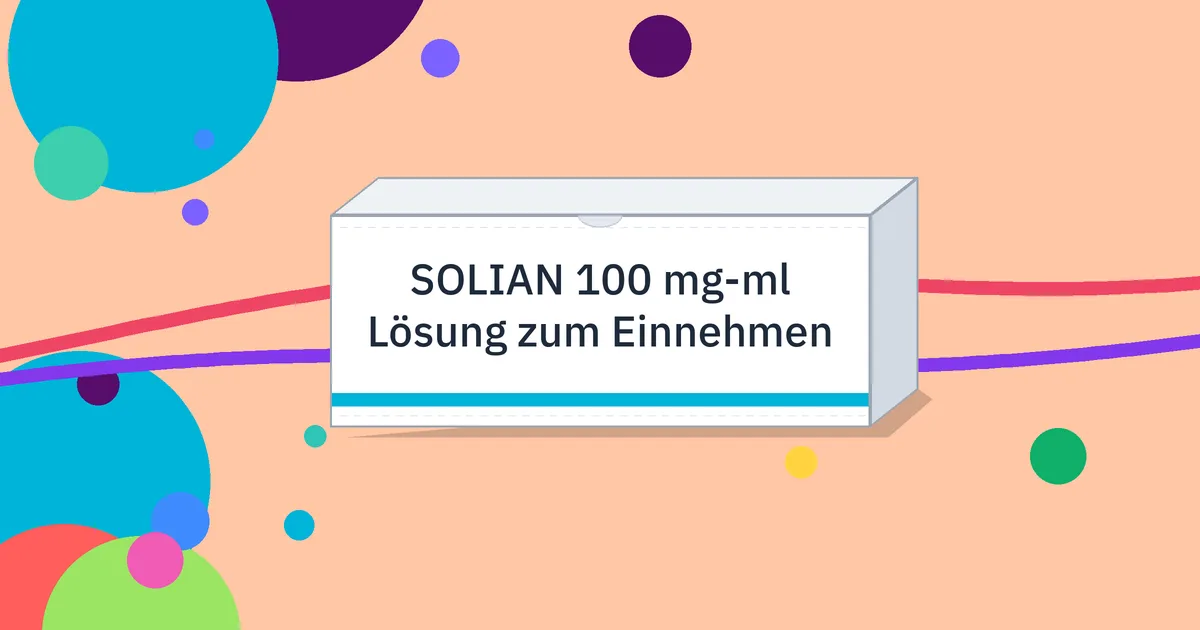 Symbolbild: Packung mit der Aufschrift SOLIAN 100 mg-ml Lösung zum Einnehmen (PZN 17943504) – Verfügbarkeit und Bezug in Apotheken in Frankfurt am Main