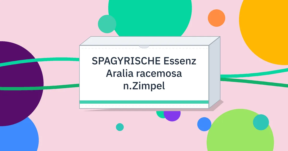 Symbolbild: Packung mit der Aufschrift SPAGYRISCHE Essenz Aralia racemosa n.Zimpel (PZN 00915656) – Verfügbarkeit und Bezug in Apotheken in Frankfurt am Main