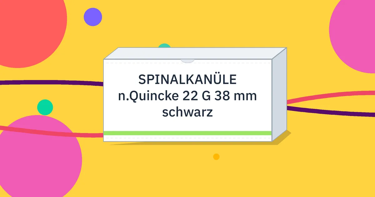 Symbolbild: Packung mit der Aufschrift SPINALKANÜLE n.Quincke 22 G 38 mm schwarz (PZN 13866474) – Verfügbarkeit und Bezug in Apotheken in Frankfurt am Main