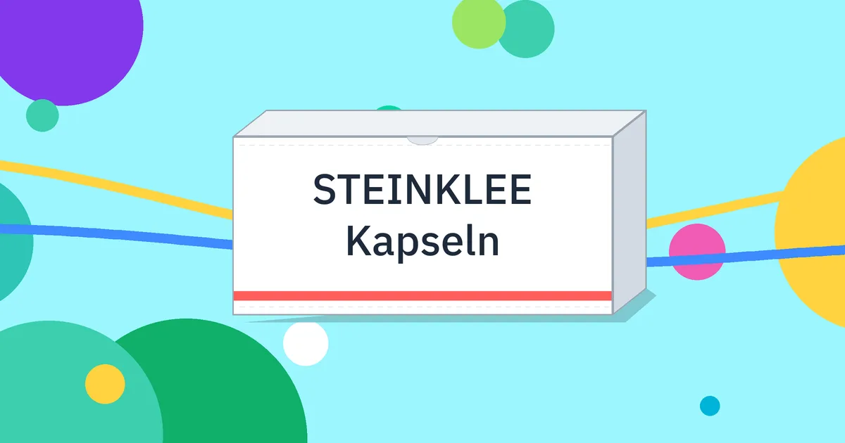 Symbolbild: Packung mit der Aufschrift STEINKLEE Kapseln (PZN 20851734) – Verfügbarkeit und Bezug in Apotheken in Frankfurt am Main