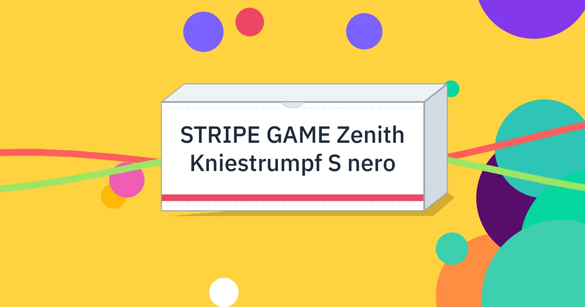 Symbolbild: Packung mit der Aufschrift STRIPE GAME Zenith Kniestrumpf S nero (PZN 20209104) – Verfügbarkeit und Bezug in Apotheken in Frankfurt am Main