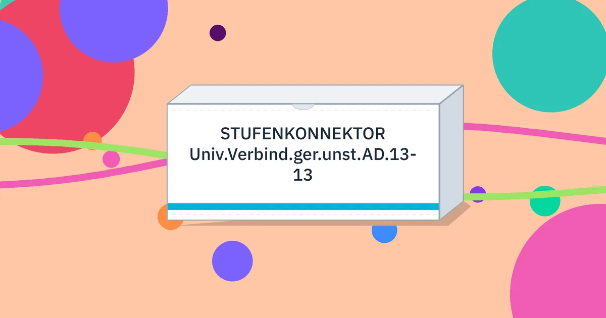 Symbolbild: Packung mit der Aufschrift STUFENKONNEKTOR Univ.Verbind.ger.unst.AD.13-13 (PZN 07695703) – Verfügbarkeit und Bezug in Apotheken in Frankfurt am Main