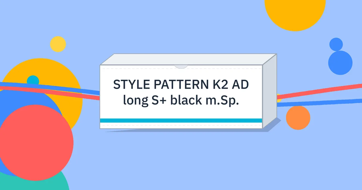 Symbolbild: Packung mit der Aufschrift STYLE PATTERN K2 AD long S+ black m.Sp. (PZN 19695329) – Verfügbarkeit und Bezug in Apotheken in Frankfurt am Main