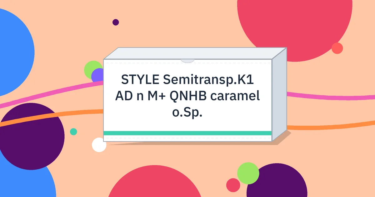 Symbolbild: Packung mit der Aufschrift STYLE Semitransp.K1 AD n M+ QNHB caramel o.Sp. (PZN 18869483) – Verfügbarkeit und Bezug in Apotheken in Frankfurt am Main